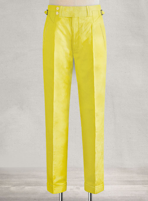 Safari Yellow Cotton Linen Heritage Trousers : Made To Measure Custom ...