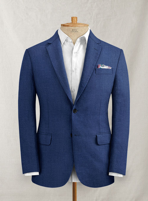 Indigo Mid Blue Pure Linen Jacket : Made To Measure Custom Jeans For ...