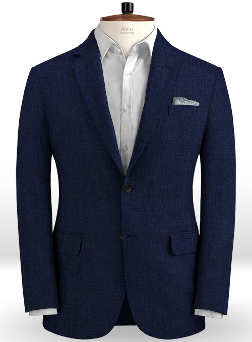 Solbiati Dark Blue Linen Jacket : Made To Measure Custom Jeans For Men ...