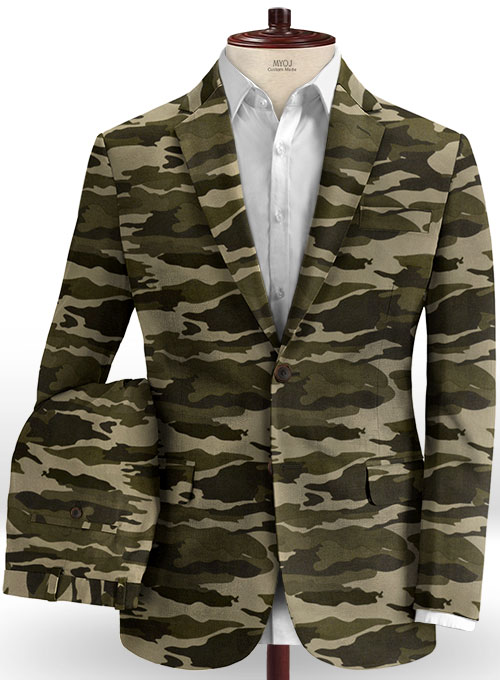 Beige Stretch Camo Suit : Made To Measure Custom Jeans For Men & Women ...