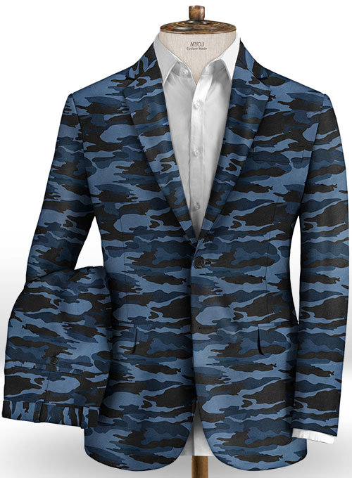 Blue Stretch Camo Suit : Made To Measure Custom Jeans For Men & Women ...