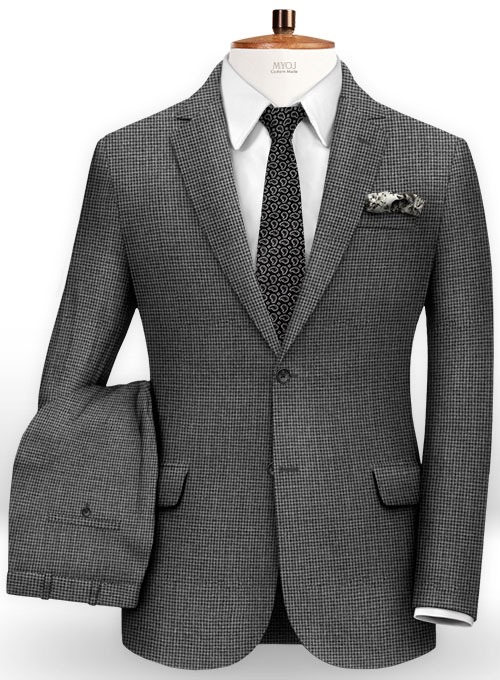 Dogtooth Wool Gray Suit : Made To Measure Custom Jeans For Men & Women ...