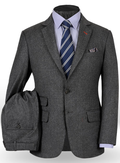 Reda Flannel Dark Gray Pure Wool Suit : Made To Measure Custom Jeans ...