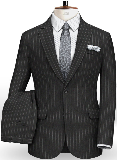 Reda Stripe Black Pure Wool Suit : Made To Measure Custom Jeans For Men ...